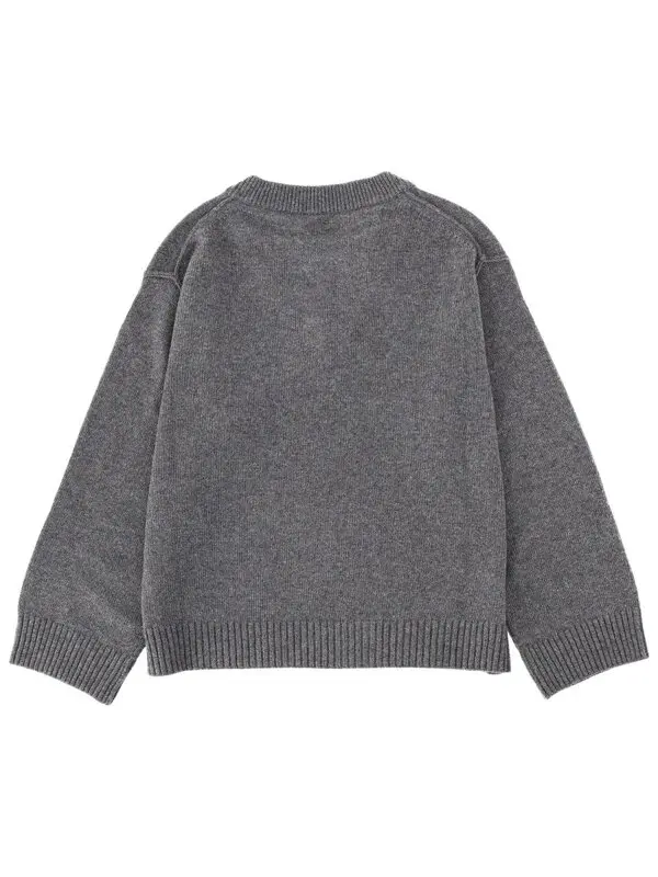 GANNI Oversize V-neck Logo Sweater - Gray