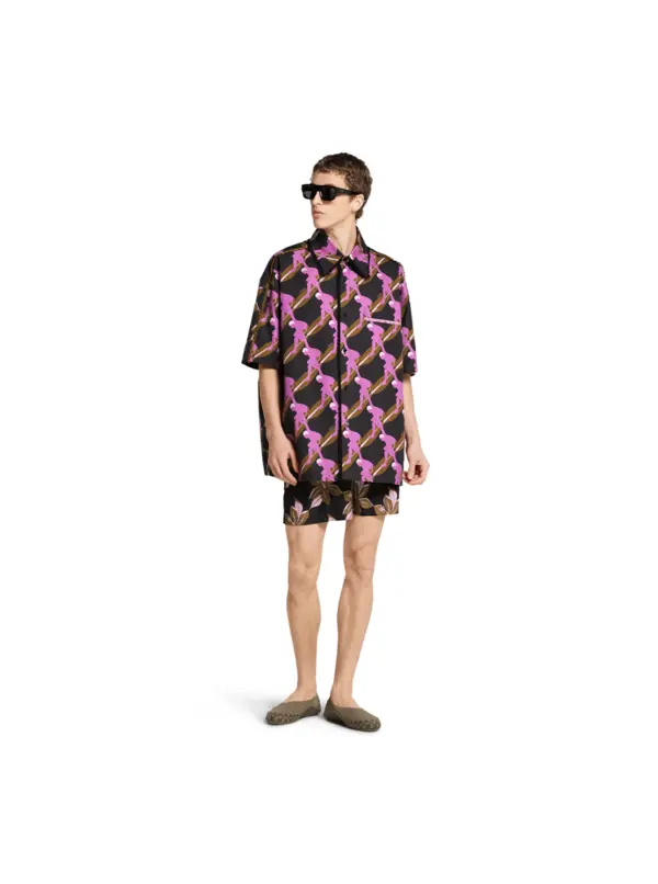 Gucci Tech Fabric Swimsuit With All-over Floral Print And Drawstring Waist - Multicolor