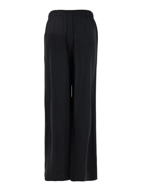 P.a.r.o.s.h Wide Leg Tech Fabric Pants With Elasticated Rear Waist - Black
