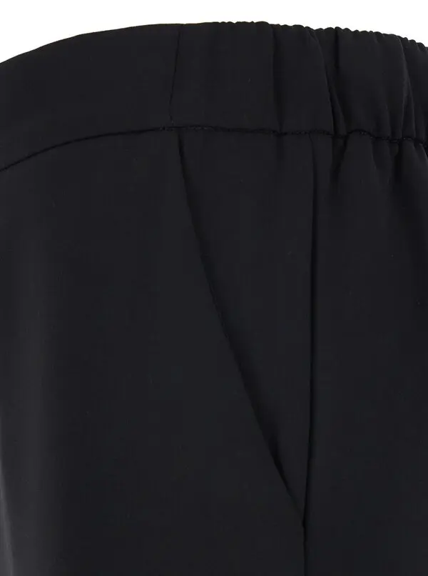 P.a.r.o.s.h Wide Leg Tech Fabric Pants With Elasticated Rear Waist - Black