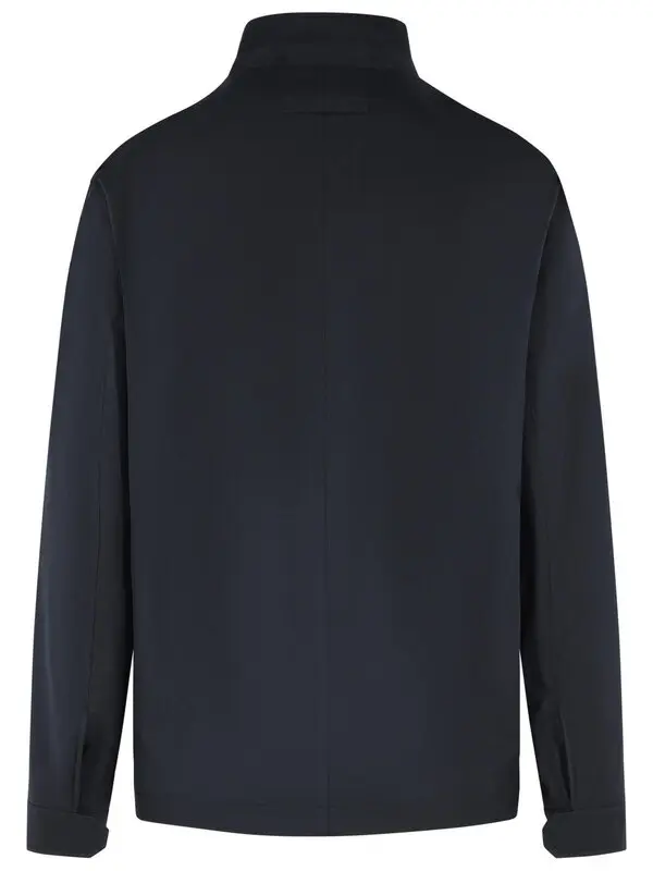 Zegna Polyester Jacket With Stand Collar And Patch Pockets