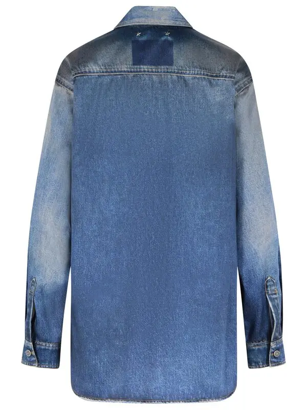 GOLDEN GOOSE Patty Over Fit Cotton Shirt - Blue
