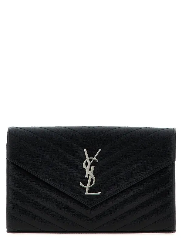 Saint Laurent Cassandre Quilted Leather Clutch - Black