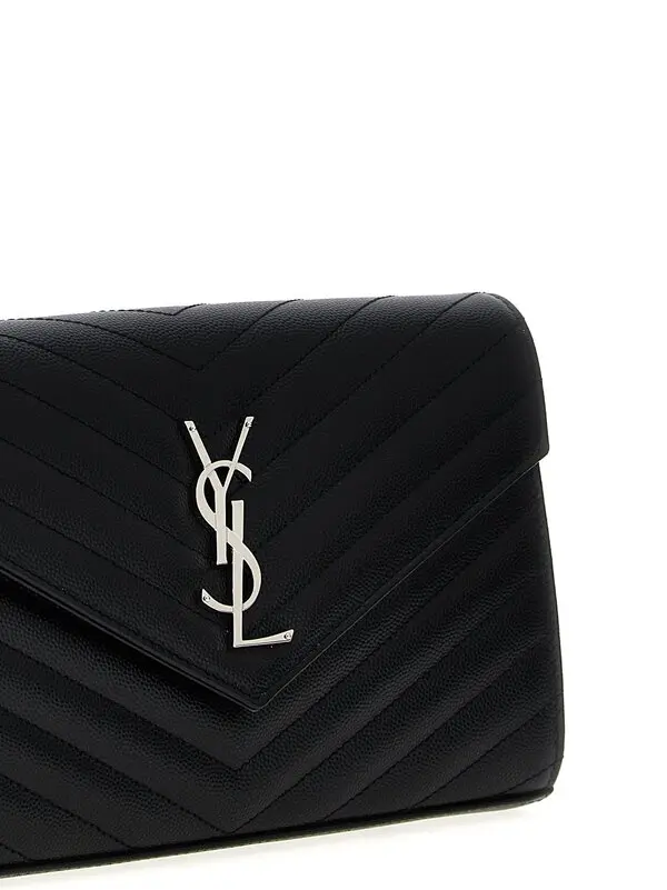 Saint Laurent Cassandre Quilted Leather Clutch - Black