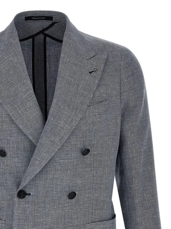 Tagliatore Montecarlo Linen-cotton Blend Double-breasted Blazer