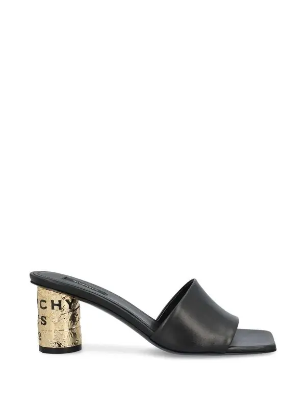 Givenchy Leather Slip-on Sandals With Embossed Logo Heel