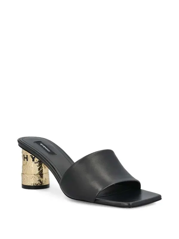 Givenchy Leather Slip-on Sandals With Embossed Logo Heel