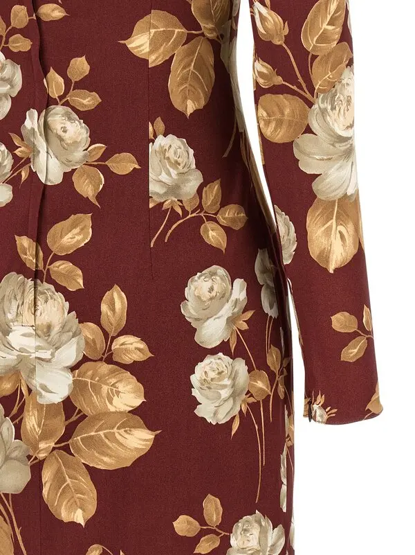 Dolce & Gabbana Rose Print Silk Midi Dress