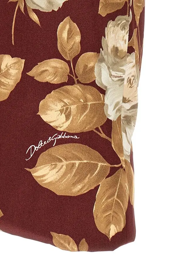 Dolce & Gabbana Rose Print Silk Midi Dress