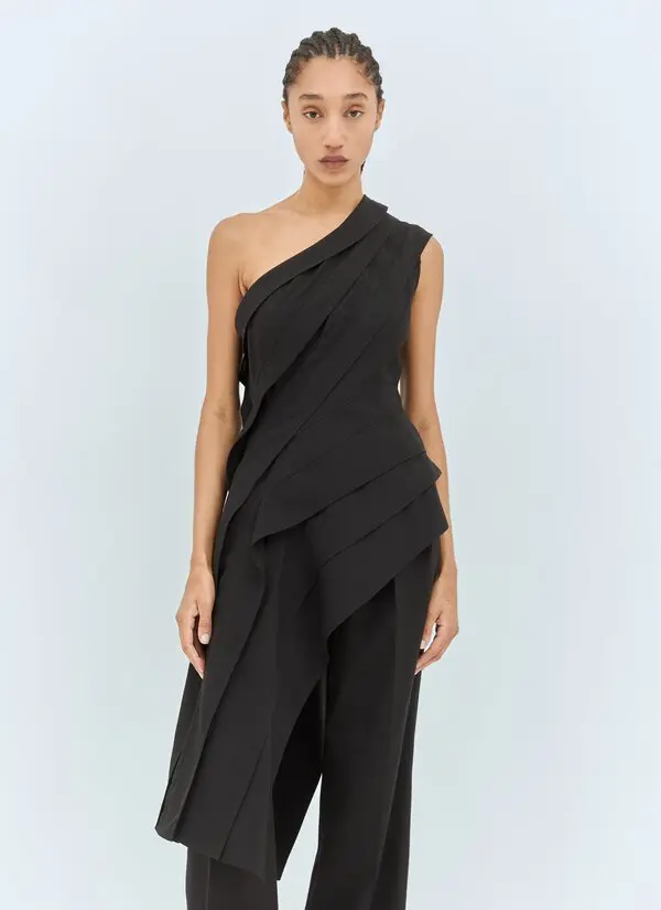 Bottega Veneta Light Stretch Viscose Asymmetrical One-shoulder Top - Black
