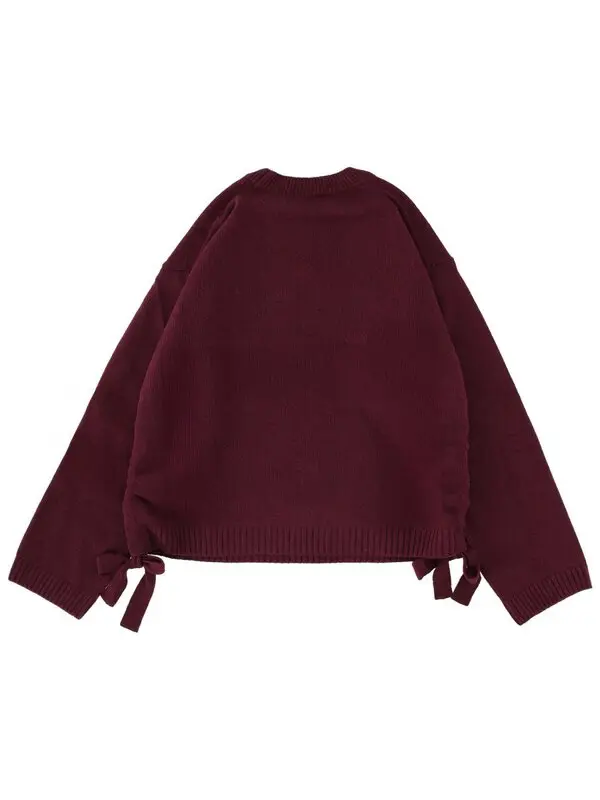 GANNI Oversized Wool Blend Sweater With Tie Detailing - Multicolor