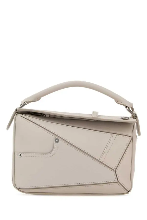 Loewe Light Grey Leather Small Puzzle Panta Handbag - Gray