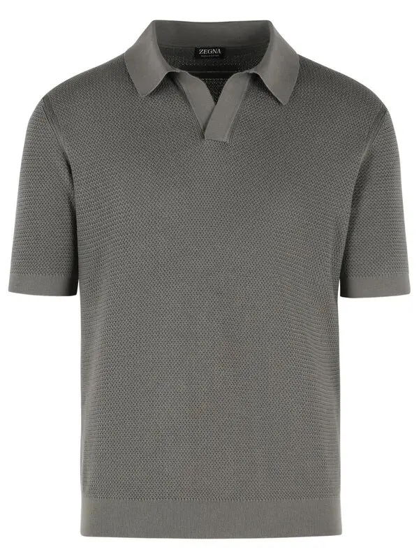 Zegna Taupe Cotton Polo Shirt - Gray