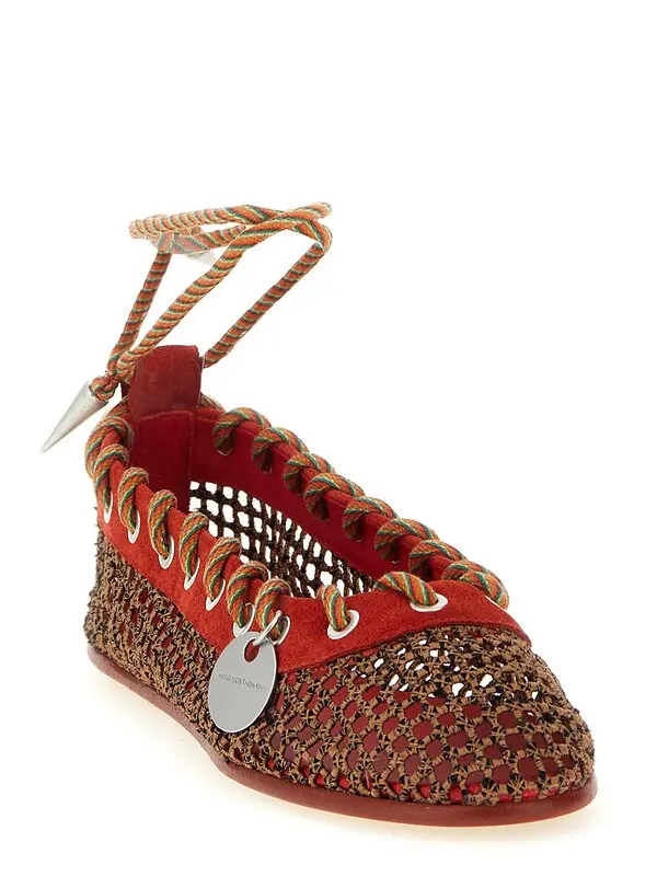 KIKO KOSTADINOV Reticella Ballet Flats With Multicolor Thread Tie