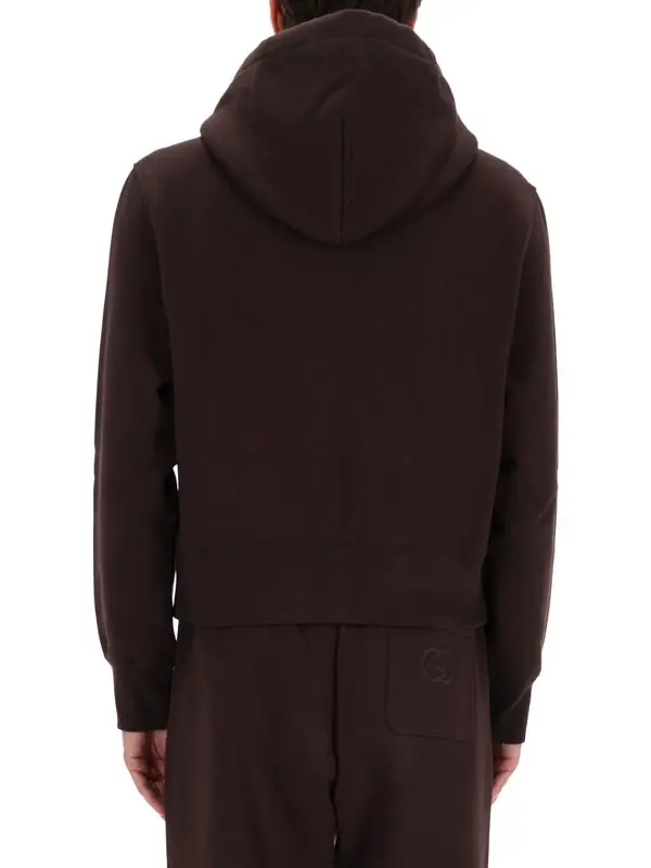 Gucci Embroidered Logo Zip-up Hoodie