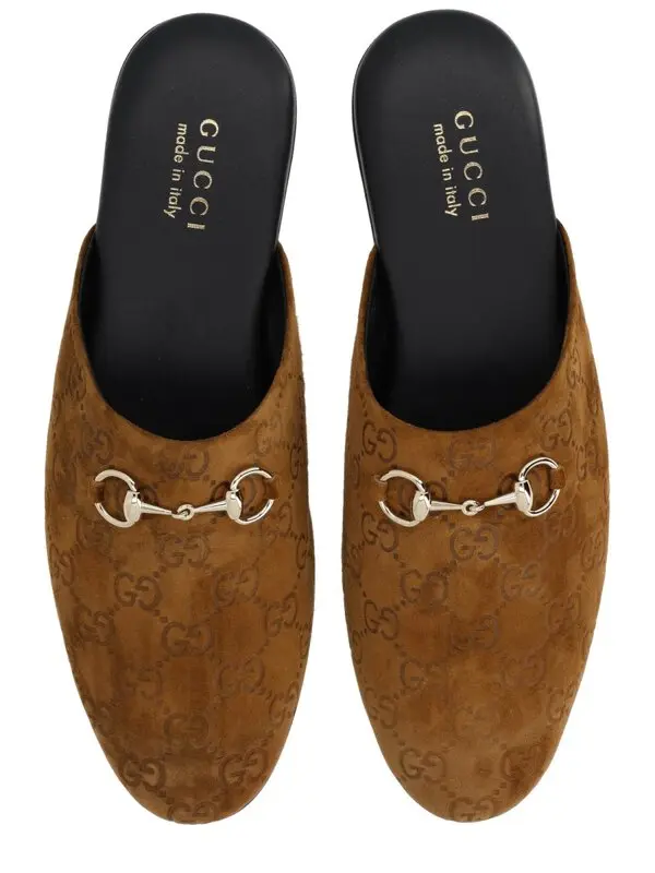 Gucci Sabot With Gold Tone Horsebit Detail