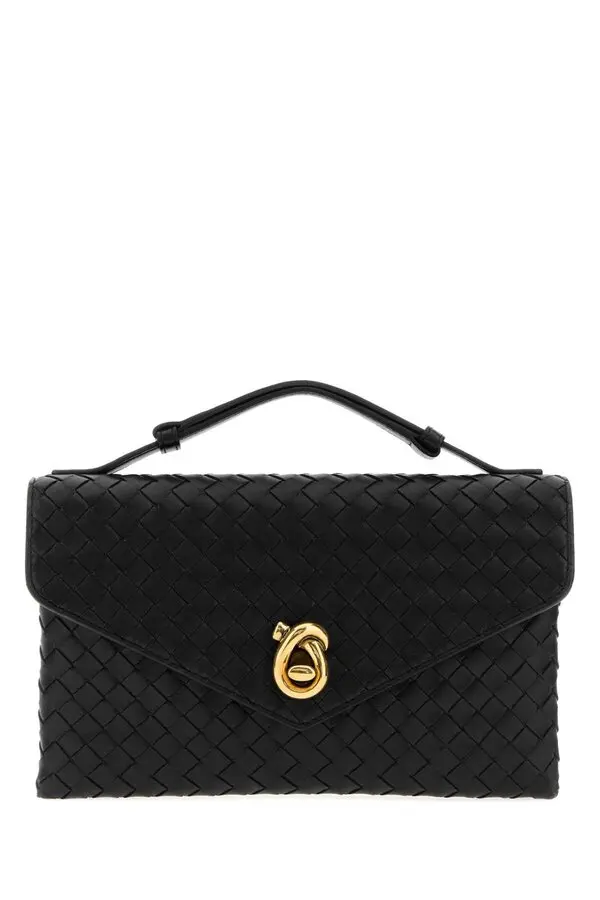 Bottega Veneta Leather Knot Lock Handbag - Black