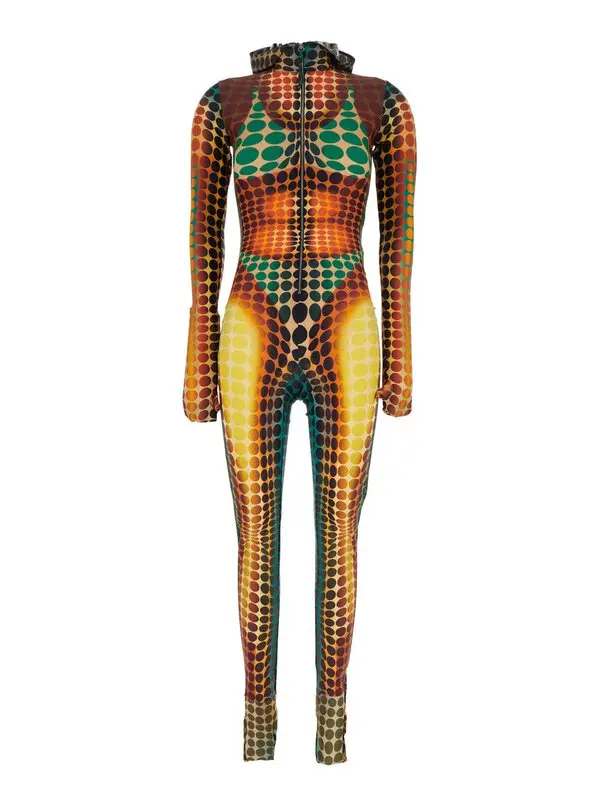 JEAN PAUL GAULTIER Hooded All-over Print Tech Fabric Jumpsuit - Multicolor