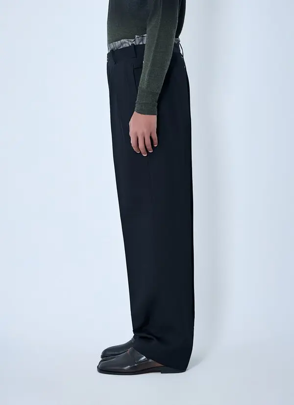 MAISON MARGIELA Mid Rise Wool Blend Pleated Trousers