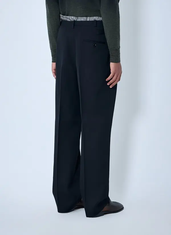 MAISON MARGIELA Mid Rise Wool Blend Pleated Trousers