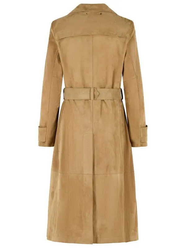 GOLDEN GOOSE Peggy Trench In Beige Suede