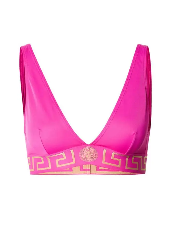 Versace Triangle Bikini Top With Logo Band - Multicolor