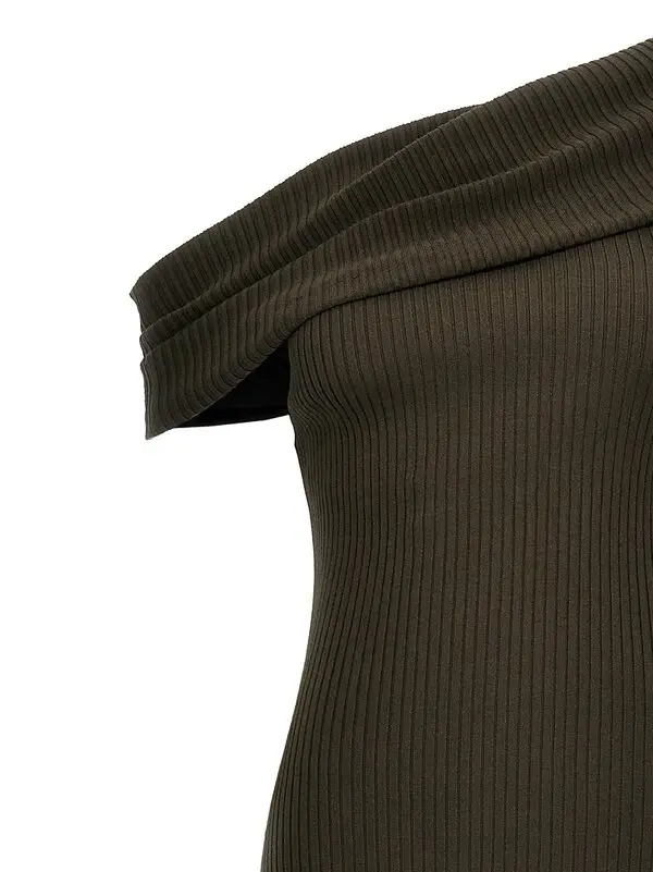 COURREGES Ribbed Viscose Blend One-shoulder Dress