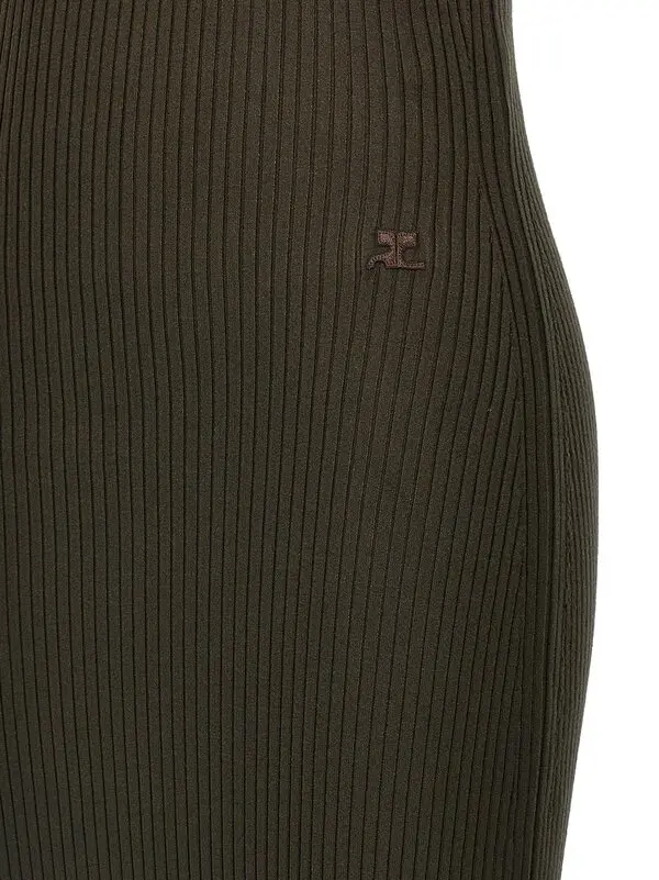 COURREGES Ribbed Viscose Blend One-shoulder Dress