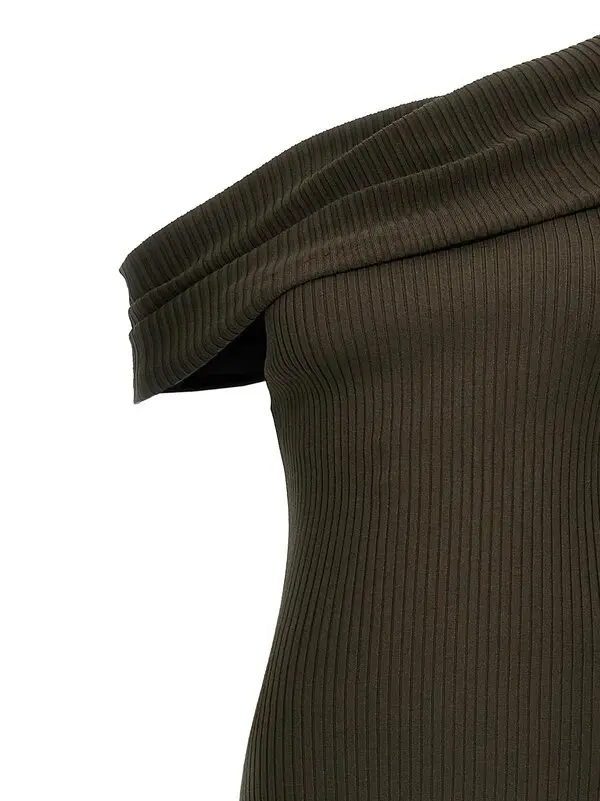 COURREGES Ribbed Viscose Blend One-shoulder Dress