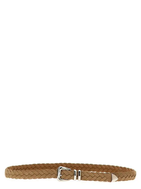 Brunello Cucinelli Braided Calfskin Belt - Cream