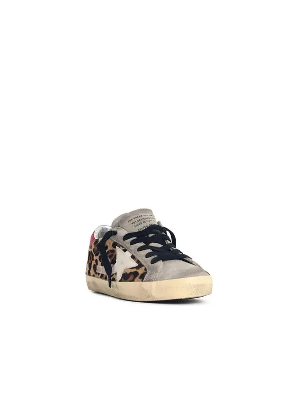GOLDEN GOOSE Super-star Leopard Pony Leather Sneakers - Multicolor