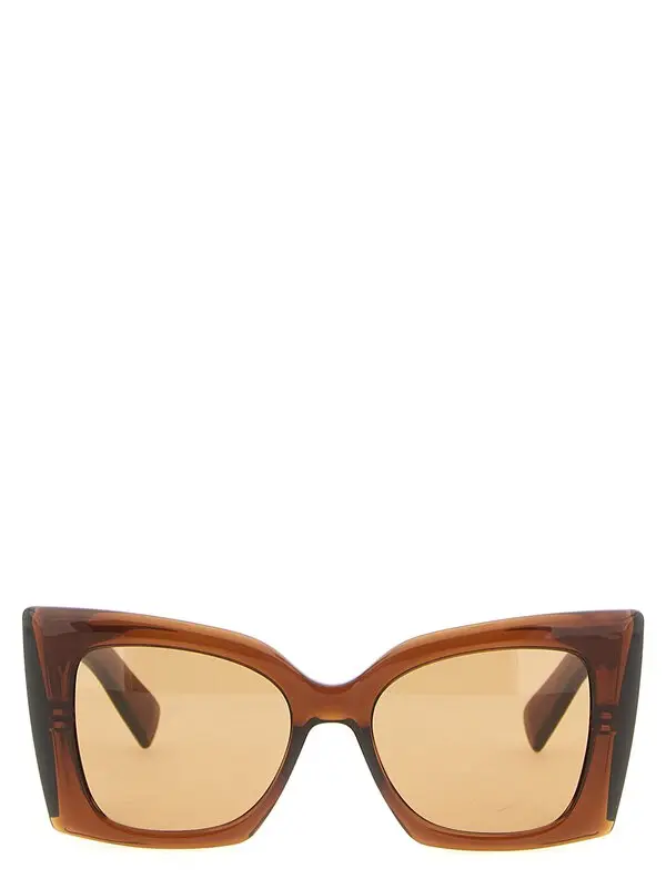 Saint Laurent Cat Eye Sunglasses With Antiqued Metallic Logo - Brown