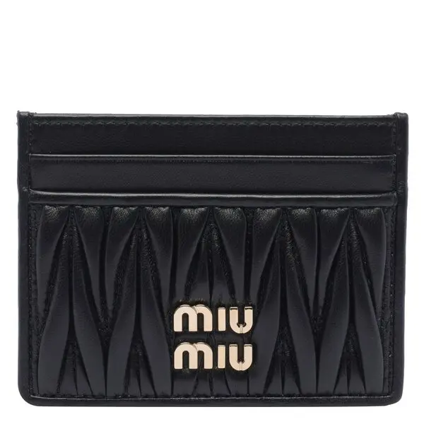 Miu Miu Logo Matelasse' Cards Holder - Black