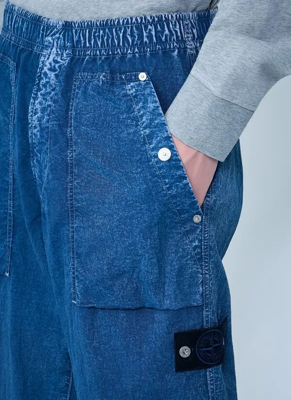 Stone Island Elasticated Waistband Denim Cargo Trousers - Blue