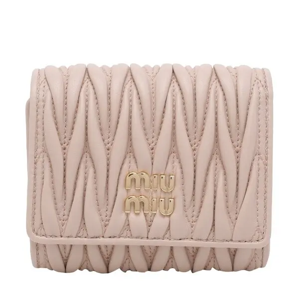 Miu Miu Logo Matelasse' Wallet - Pink