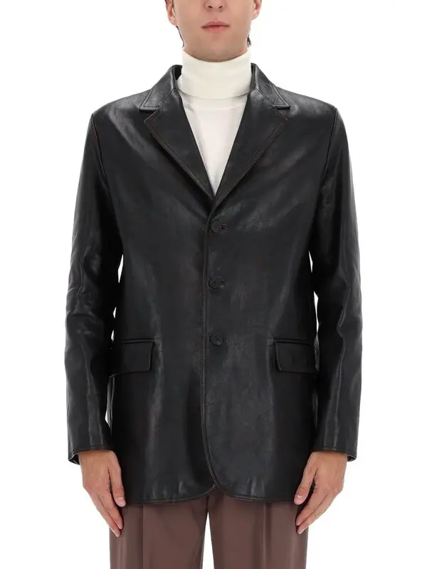 Gucci Leather Blazer - Black