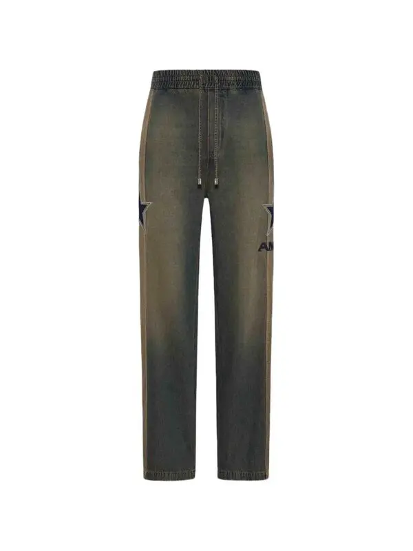 Amiri Jeans With Star Applique And Striped Detail - Blue