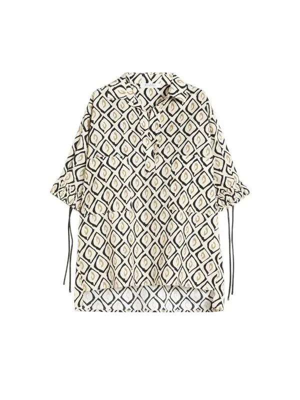 Max Mara Oversized Printed Poplin Shirt - Multicolor