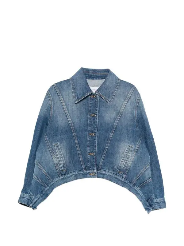Givenchy Cropped Denim Jacket With Classic Collar - Blue
