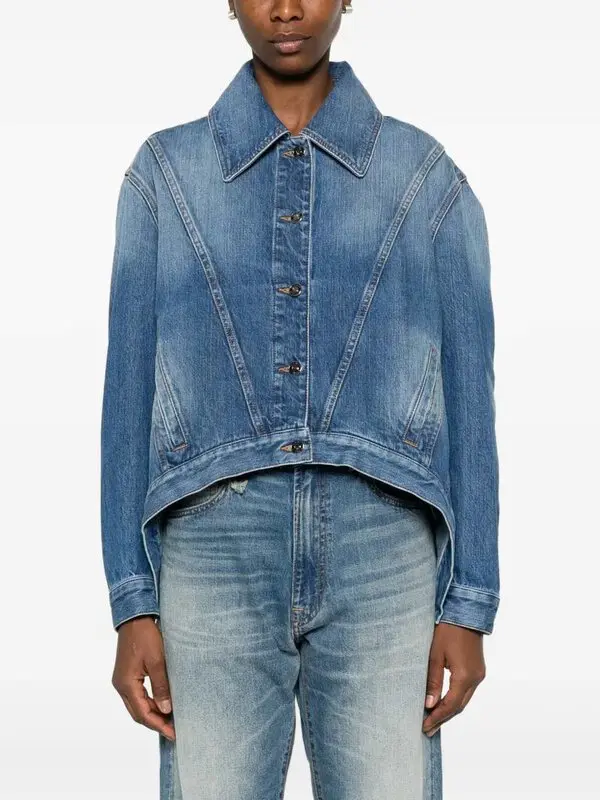 Givenchy Cropped Denim Jacket With Classic Collar - Blue