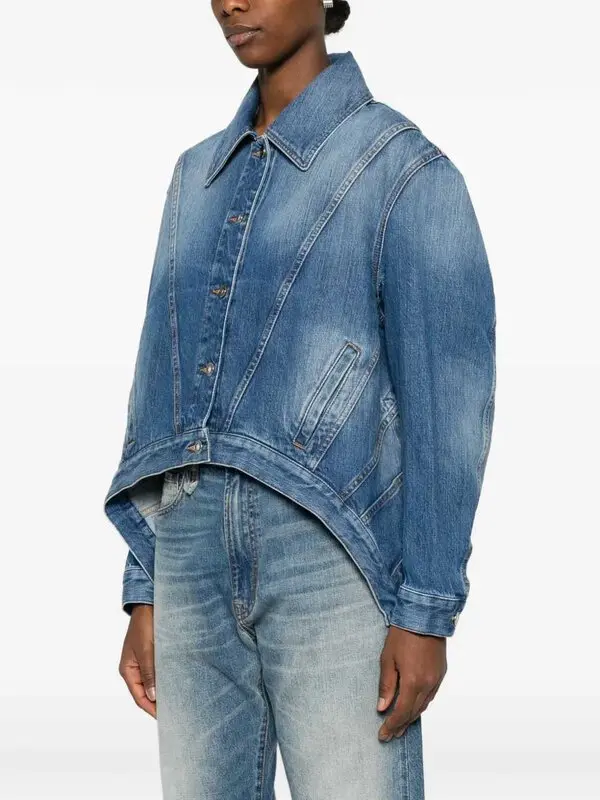 Givenchy Cropped Denim Jacket With Classic Collar - Blue