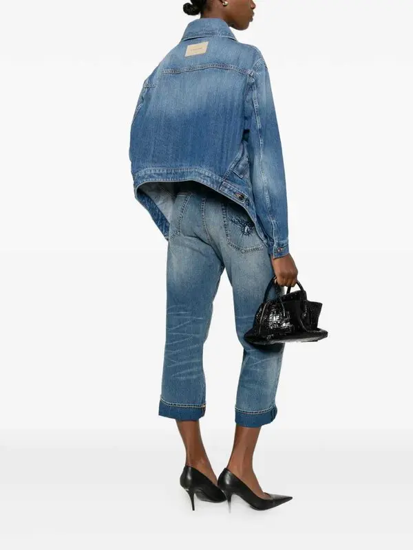 Givenchy Cropped Denim Jacket With Classic Collar - Blue