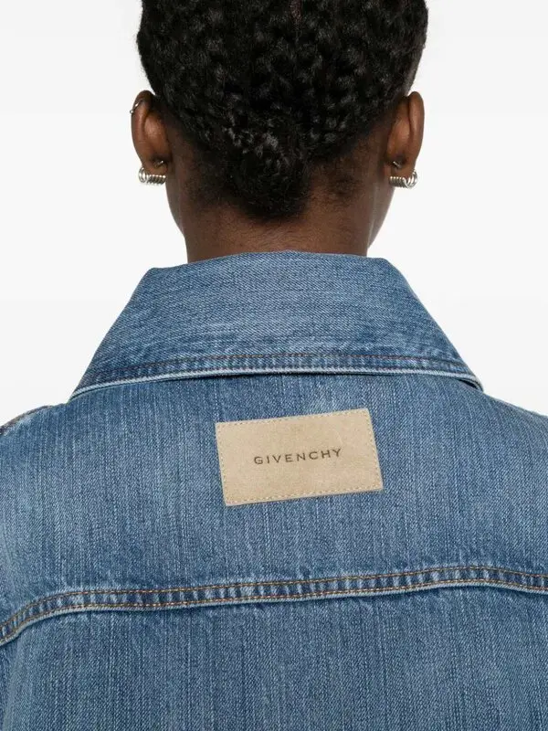 Givenchy Cropped Denim Jacket With Classic Collar - Blue