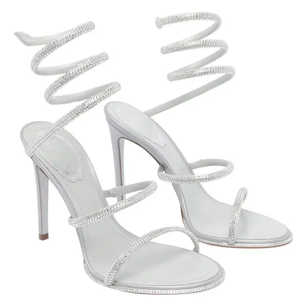 Rene Caovilla Embellished Stiletto Sandals - Silver