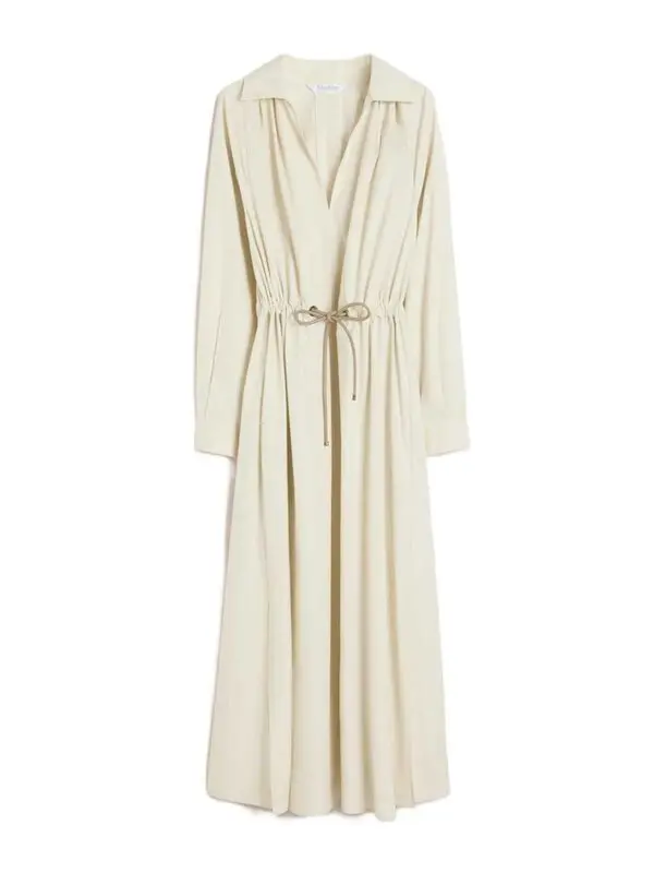 Max Mara Cotton Poplin Shirt Dress With Drawstring Waist - Multicolor