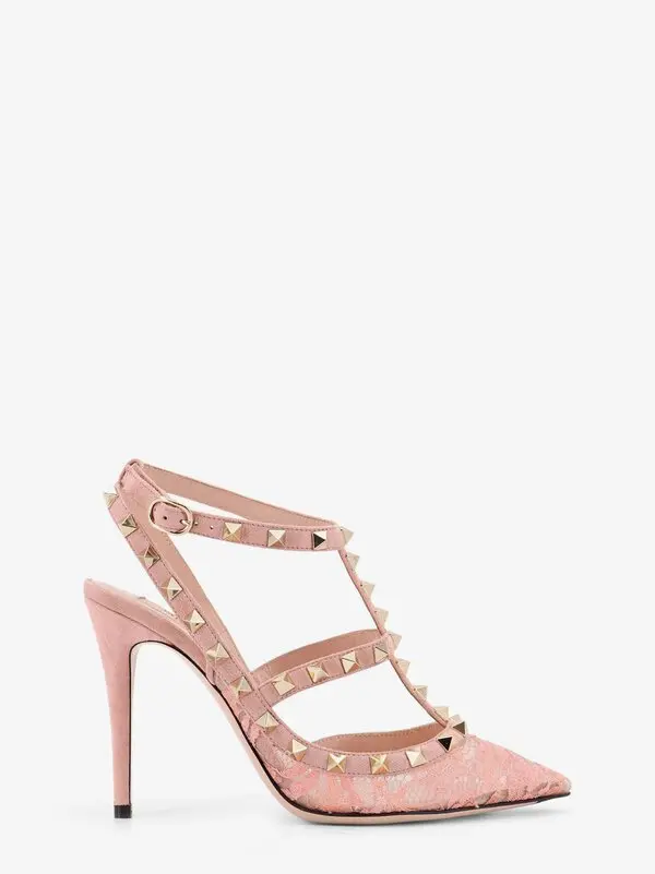 Valentino Garavani Rockstud Suede And Lace Pumps - Multicolor