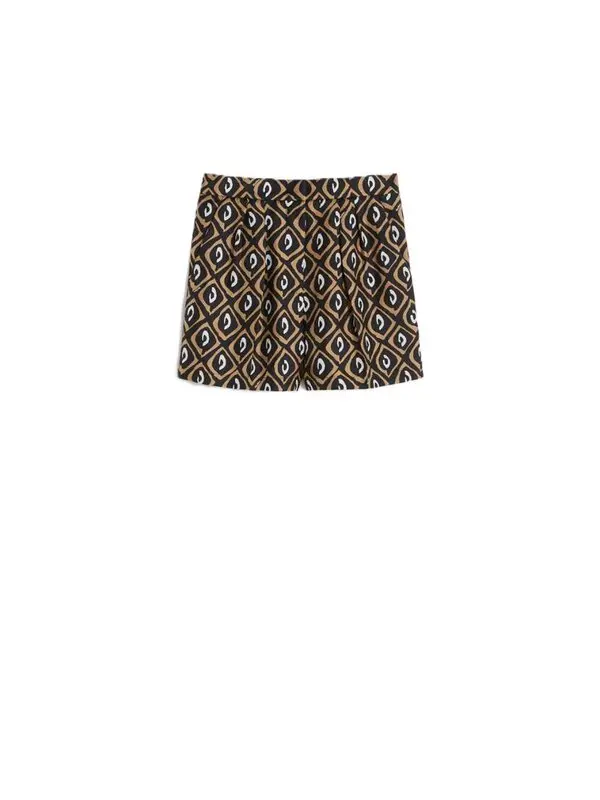 Max Mara Printed Silk Shorts With Embroidered Logo - Black