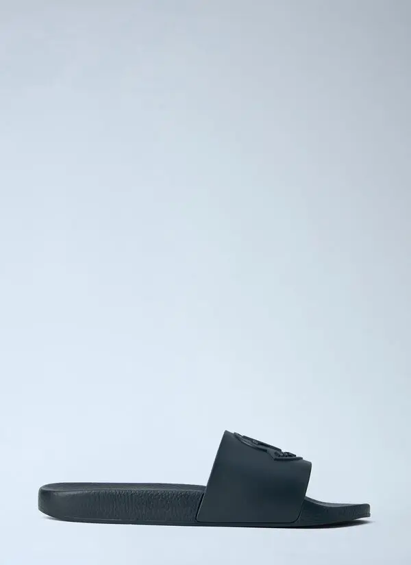 Moncler Basile Embossed Slide Sandals - Black