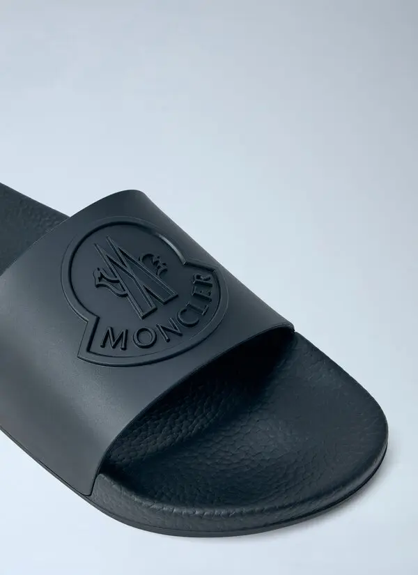 Moncler Basile Embossed Slide Sandals - Black