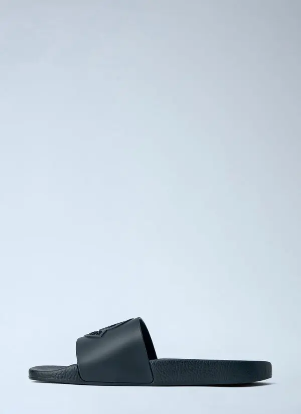 Moncler Basile Embossed Slide Sandals - Black
